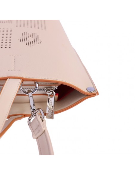 Bolso de Mano Amichi Letras Picado, Shopper, Bandolera, Beige